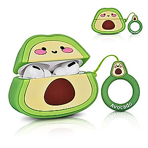 AIRSPO Case Compatible with Airpods Pro Cute Cartoon Airpod Case for Kids Girls Teens Boys Fashion Soft Silicone Character Protective Skin for AirPods Pro Carrying Case (Avocado)