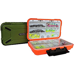 KEESHINE SMALL Fishing Tackle Box, Floating Storage Box, Double-Sided Fishing Lure Box with Adjustable Dividers Storage Jewelry Organizer Making Kit Container for Lure Hook Beads Earring Tool(Orange)