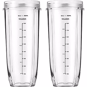 Replacement Part for Nutri Ninja Blender 2-Pack 32oz Replacement Cups Compatible with Nutri Ninja Auto-iQ Series Blenders