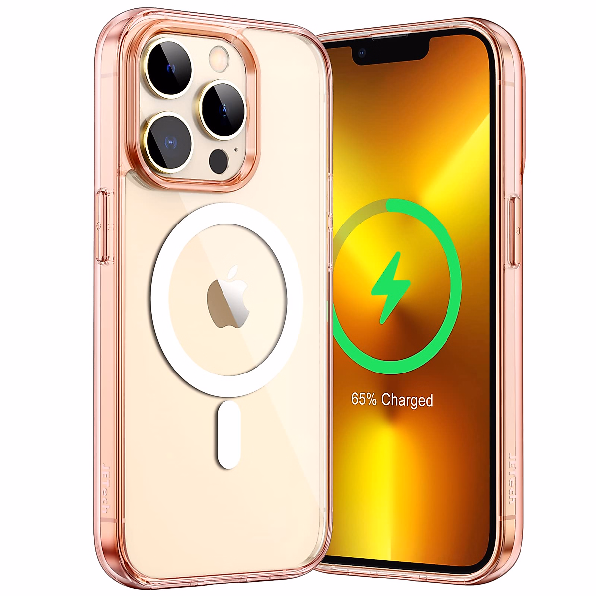 JETech Magnetic Case for iPhone 13 Pro Max 6.7-Inch Compatible with MagSafe Wireless Charging, Shockproof Phone Bumper Cover, Anti-Scratch Clear Back (Rose Gold)