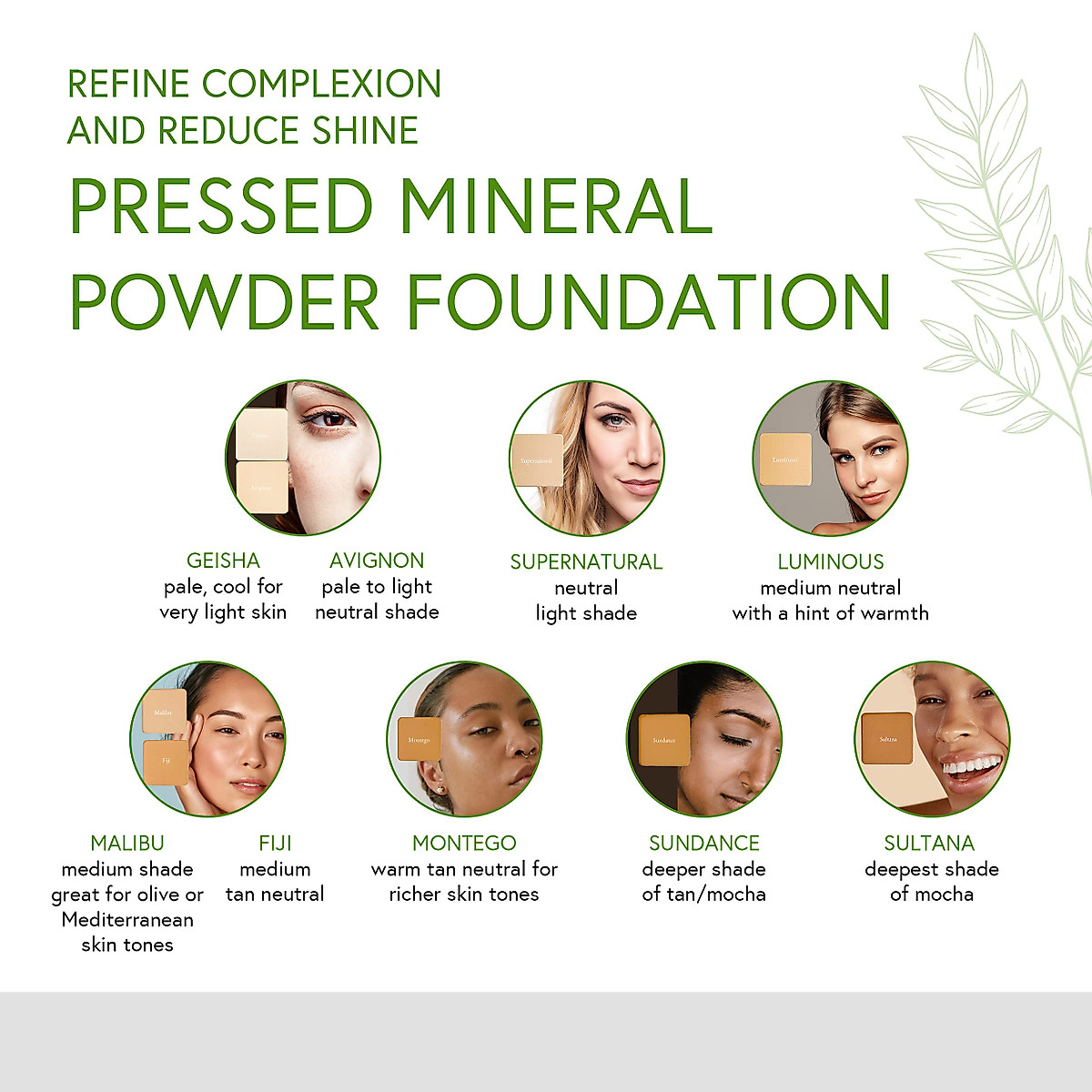 Honeybee Gardens Pressed Mineral Powder Foundation Refill, Avignon, Pale Light Neutral Shade, Adjustable Coverage, Natural Finish, With Botanical Extracts And Vitamin E, 7.5g