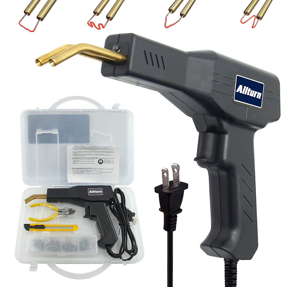 Allturn Plastic Welder,Plastic Welding Kit,Hot Staples for Car Bumper Repair and Plastic Products DIY Welding.(Red)