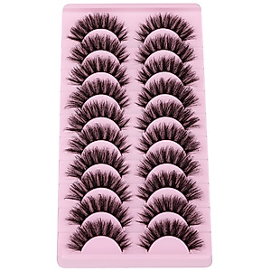 False Eyelashes Wispy Mink Lashes 18mm Strip Lashes Natural Look Fake Eyelashes Curly Soft Cat Eye Lash Pack 10 Pairs by EYDEVRO