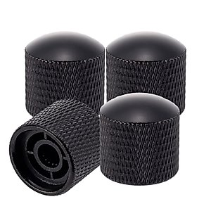 4Pcs Black Metal Guitar Control Knob Volume Tone Control Dome Knobs Guitar Bass Parts