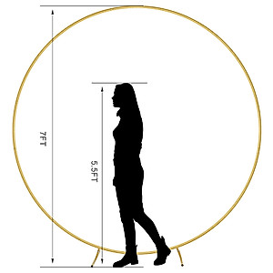 6.6FT Round Backdrop Stand Golden Circle Balloon Arch Kit, Metal Ring Arch Stand for Party Backdrop Decoration, Baby Shower, Birthday Anniversary Bridal Decoration, Gold