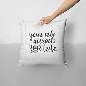 iiRov Your Vibe Attracts Your Tribe - Custom Decorative Home Decor Indoor or Outdoor Throw Pillow Cover Plus Cushion Set for Sofa, Bed or Couch (Pillow CASE Cover Plus Cushion)