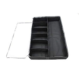 BENIZZA Under Bed Shoe and Clothes Storage Organizer - Customizable & Adjustable Dividers, Perfect Container for Under Bed or Closets, Sturdy Sides and Bottom, Large Shoes, Kids Men Women (Black)