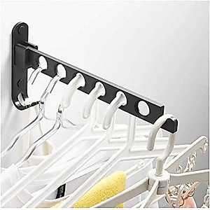 TYXTYX Clothes Drying Rack, Laundry Hangers Wall Mount, Wall Mounted Folding Clothes Hanger Drying Rack, Indoor Outdoor Wall Mounted Clothes Hanger Black,2pcs+40cm Pole