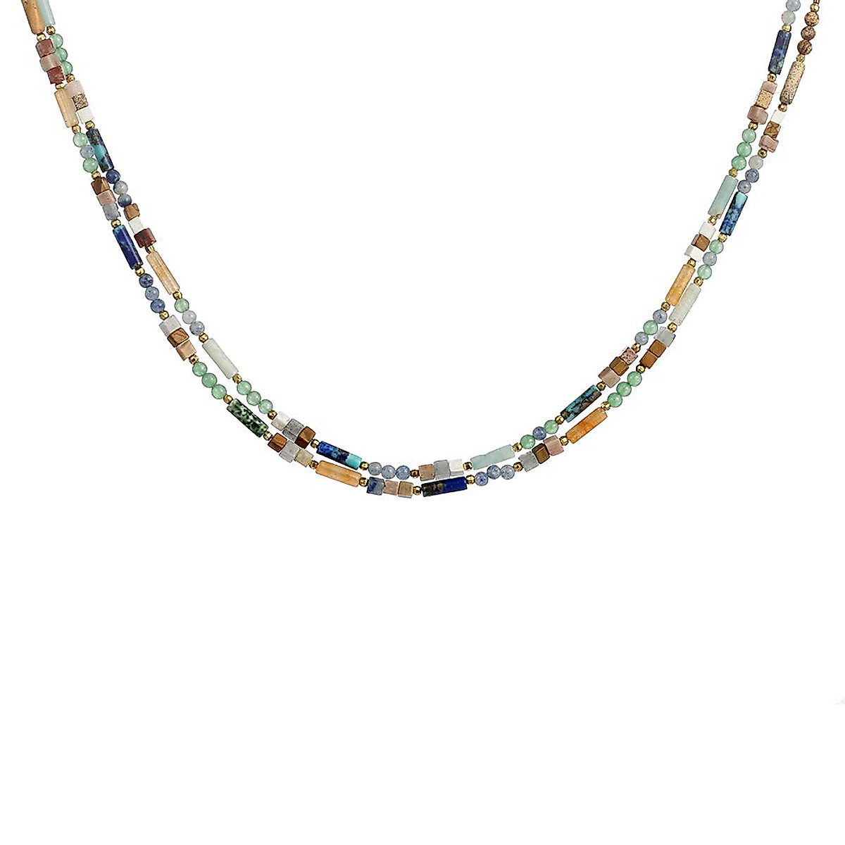 Boho Semi Precious Stone Beaded Mixed Layered Choker Necklace for Women