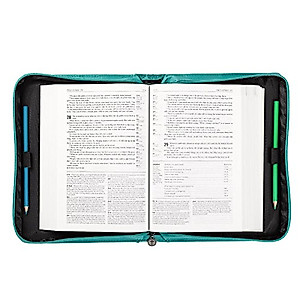 Christian Art Gifts Women's Fashion Bible Cover Everlasting Love Jeremiah 31:3, Turquoise Paisley Faux Leather, Medium