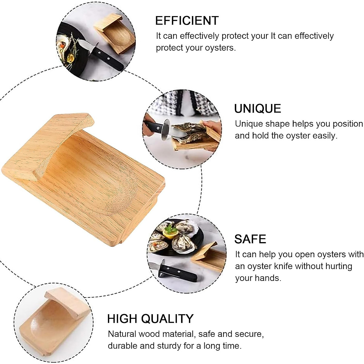 Xyeyo Oyster Shucking Clamp Shucker Tool Wood Oyster Holder Opener Shucking Block Wooden Seafood Shucking Clip for Kitchen Home Outdoor Barbecue Camping (1PCS), 3.14*5.1inch