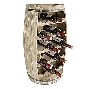CoTa Global Modern Alexander Wall Mounted Wine Rack - 18 Wine Bottles Freestanding Wooden Barrel Wine Holder, Hanging Bottle Rack or Floor Stand, Wine Storage Shelf Organizer for Wine Bar, Home Décor