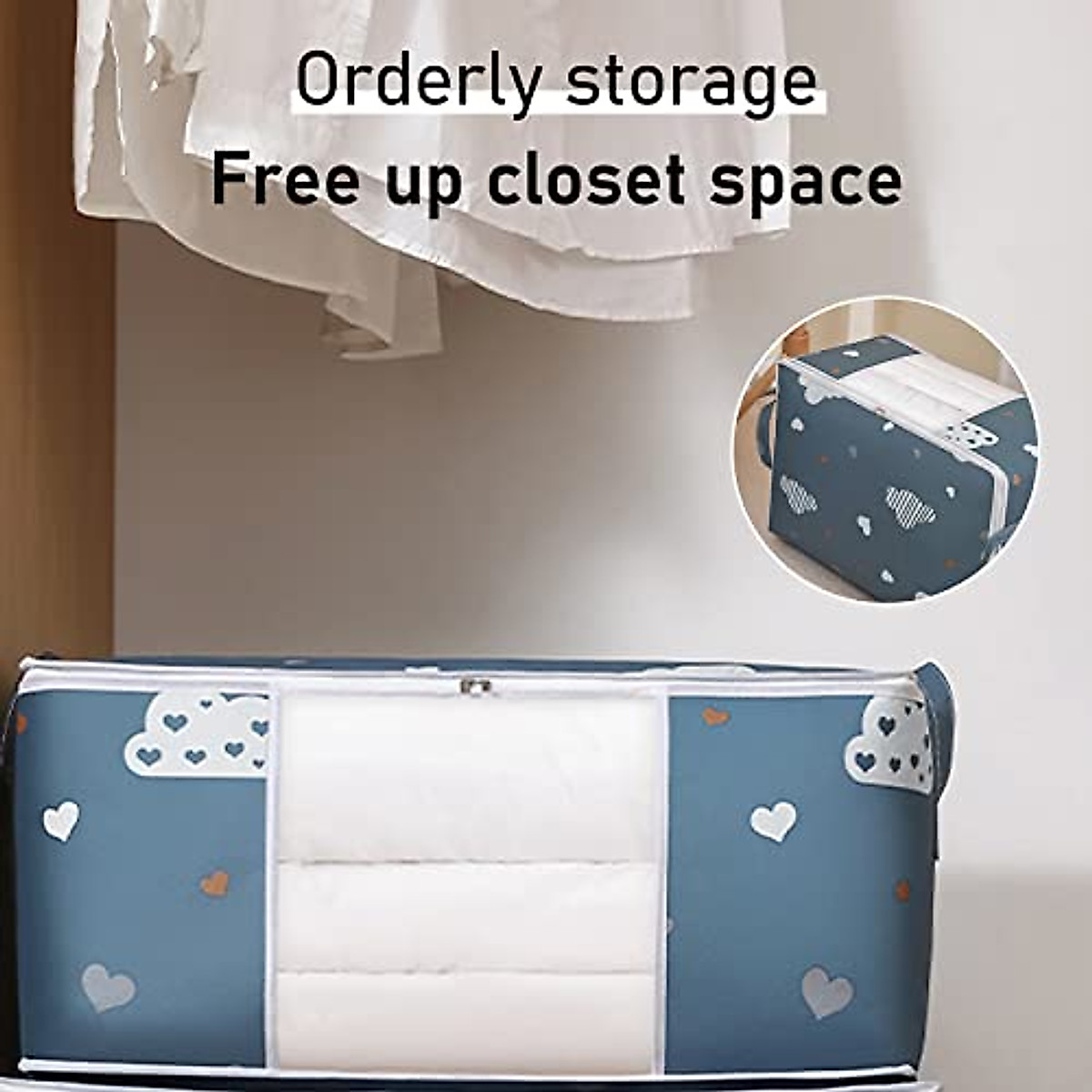 ZZWXWA Comforter Storage Bag  Folding Organizer Bag for Comforters, Pillows, Blankets, Bedding/Quilt, Blanket, Duvet, Space Save