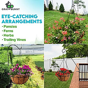 Hanging Planters for Outdoor Plants, 4 Pack 14" Metal Hanging Baskets for Plants Outdoor, Large Hanging Flower Pots for Outside with Coco Liners Outdoor Hanging Planter for Porch Hanging Flower Basket