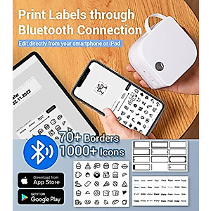 Phomemo Label Maker Machine with Tape P12 PRO Rechargeable Label Makers, Bluetooth Label Maker Compatible Different Font Color Text Label Maker Tape, Multiple Templates Available for Smartphone