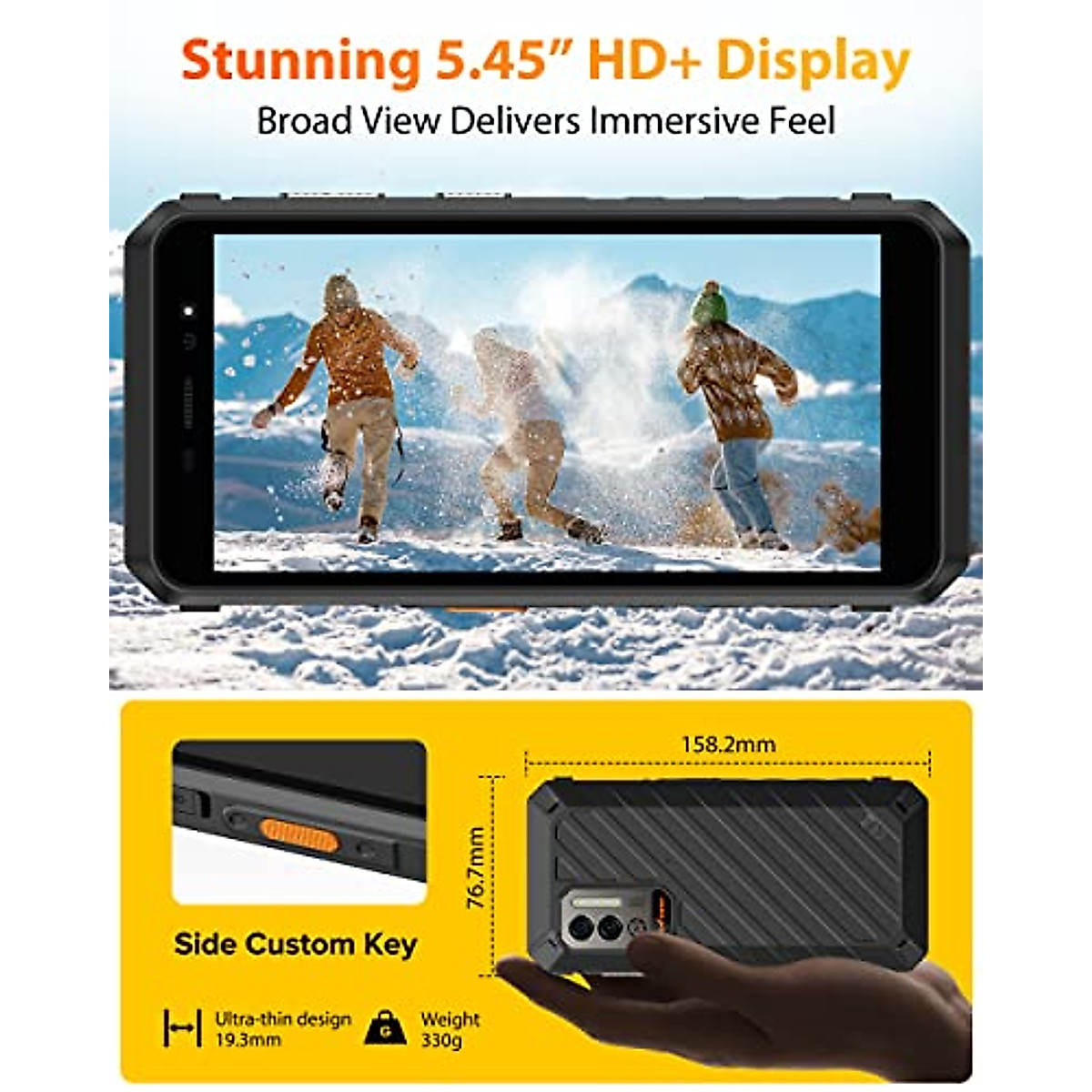 Ulefone Power Armor X11 Pro Rugged Smartphones Unlocked, IP69K Waterproof Phone, 8150mAh Battery, Android 12, 8-Core 8GB+64GB, 16MP AI Camera, 5.45'' HD+, 3-Card Slots, Dual 4G, GPS, NFC