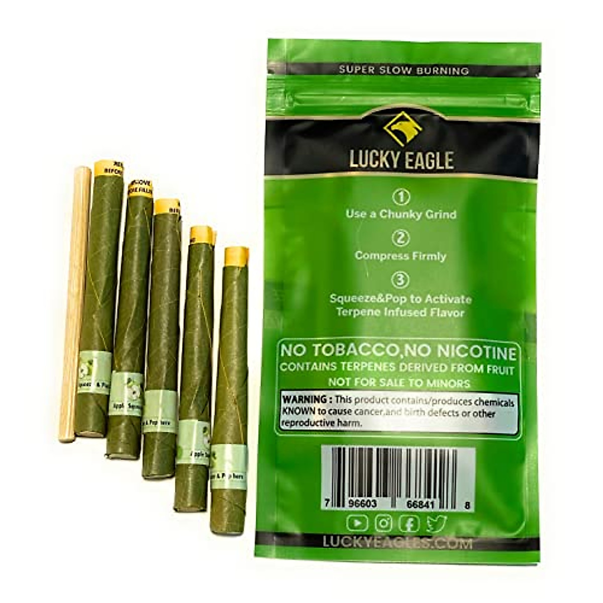 Lucky Eagle Flavor Rolls 5 pack (Green Apple, Mini)