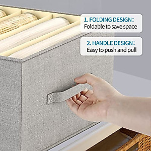 Homzing Large Drawer Organizers for Clothing Wardrobe Clothes Organizer Clothing Organizer with Handle Foldable Use to Thin Jeans Pants T-shirts Leggings Built-in PP Board-2pcs