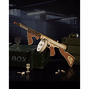 RoWood 3D Puzzles for Adults,Rubber Band Tommy Gun-Toy Wooden Model Kit,3D Wooden Puzzles for Adults,DIY Wooden Building Kits,Unique Gifts for Adults&Teens