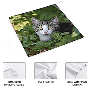 Lurnise Hand Towel Cat Leaves Hand Towels Dish Towel Lanyard Design for Bathroom Kitchen Sports