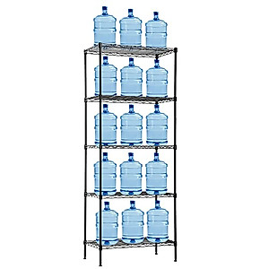 BLKMTY 5-Tier Wire Shelving Unit Metal Storage Shelf 24"x14"x60" Heavy Duty Metal Storage Rack Sturdy Wire Rack for Kitchen Bathroom Garage Shelf Pantry Organization Utility Shelves, Black