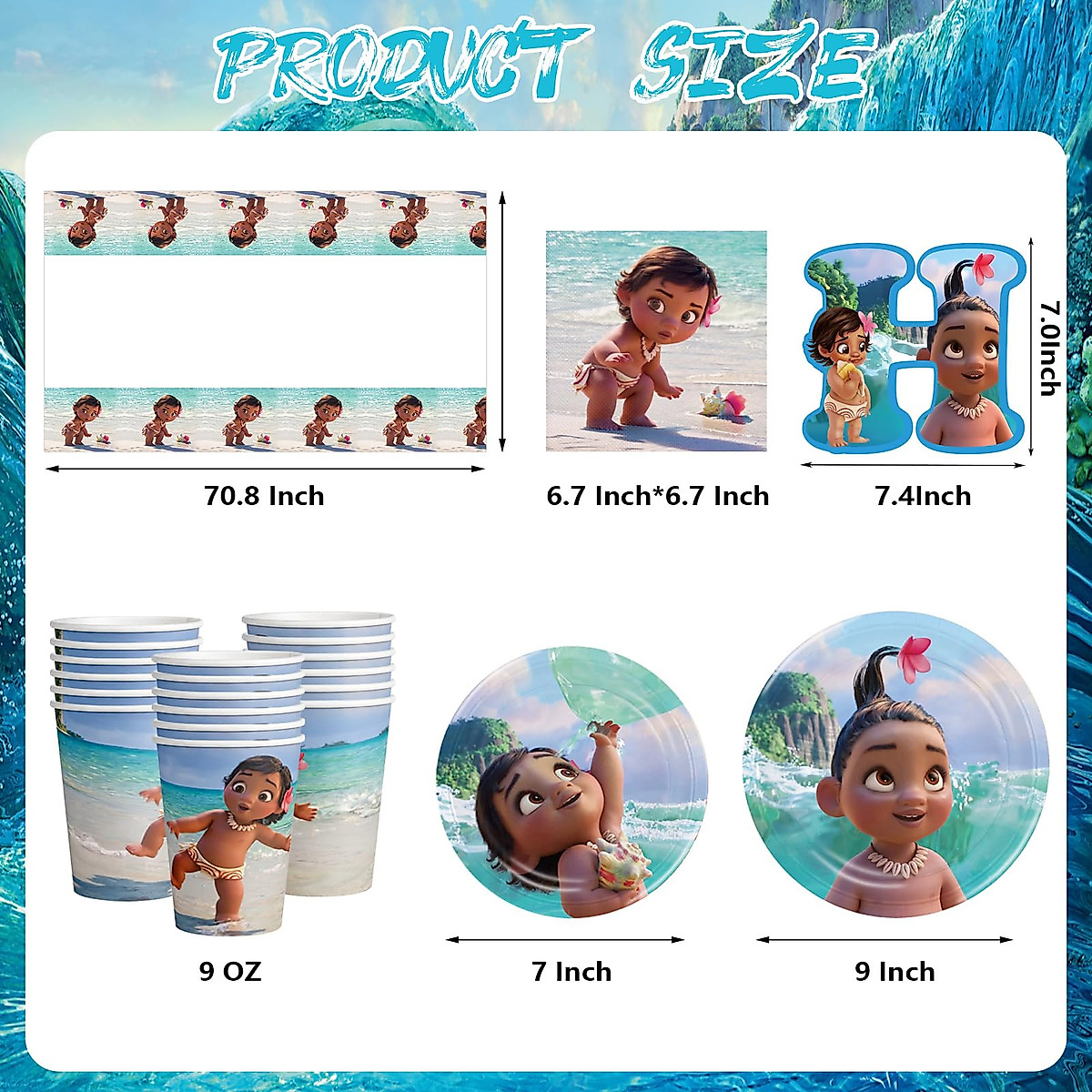 Cartoon Birthday Party Supplies Baby Birthday Party Decorations Includes Banner Tablecloth Cups Plates Napkins for Cartoon Birthday Baby Shower Decor Blue