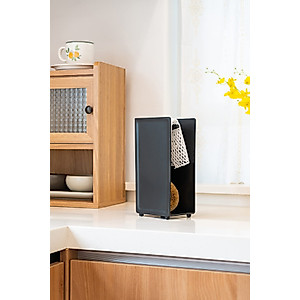 COELO Hidden Glove Drying Holder Rack Dryer for Kitchen Gloves Cloth Linen Sponge Loofah Table Top Stand with 1 Pair Dishwashing Rubber Glove, Black