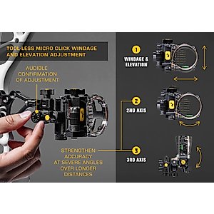 Trophy Ridge React Pro 7 Pin Archery Bow Sight - Tool Less Windage and Elevation Adjustability, 2nd/3rd Axis Leveling, Adjustable Click Light, Glow Ring, Right Hand, 0.010 Pin