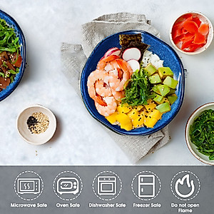 3 Pieces Ceramic Salad Bowls Ramen Bowls Blue Mixing Bowls Porcelain Serving Bowls Ceramic Microwave and Dishwasher Safe for Soup Pasta Noodles Salad Nesting Bowls, 13 Oz 27 Oz 47 Oz