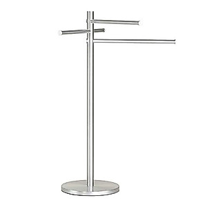 Cortesi Home Emmi Contemporary Sliding 3 Tier Towel Holder Stand, Brushed Aluminum (CH-BR798121)