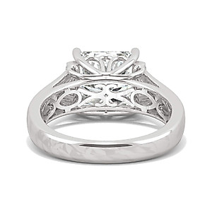 Charles & Colvard Created Moissanite 8.5mm Princess Cut Fashion Ring for Women | 3.72 cttw DEW | Lab Grown | Solid 14K White Gold with Rhodium | Size 7