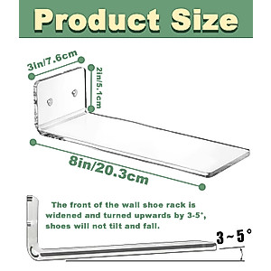 UVAPEK Floating Shoe Display Shelf, 6 Pack Acrylic Levitating Shoe Shelves for Wall Mount, Floating Shelves for Bedroom Playroom Showcase Sneaker Collection or Shoes Box, Easy to Install, Square-6