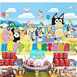 1Pack Blueys Party Decoration Banner Blueys Photography Background for Blueys Birthday Party Blueys Photo Booth Props (3.8X2.3 Ft)