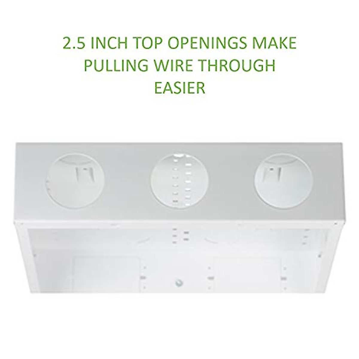 Legrand - OnQ 28 Inch Media Enclosure, 20 Gauge Media Box, Cable Wall Cover with 2.5 Inch Openings to Pull Wires Through, Recessed Media Box Includes Cover Mounting Hardware, White, EN2800