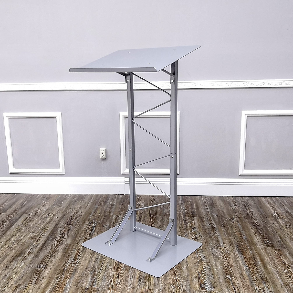 FixtureDisplays® 25" Single Truss Podium for Floor, Steel - Silver 19627 19627