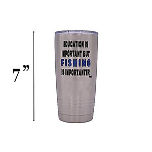 Rogue River Tactical Funny Fishing 20 Oz. Travel Tumbler Mug Cup w/Lid Vacuum Insulated Hot or Cold Education Fishing Gift Fish