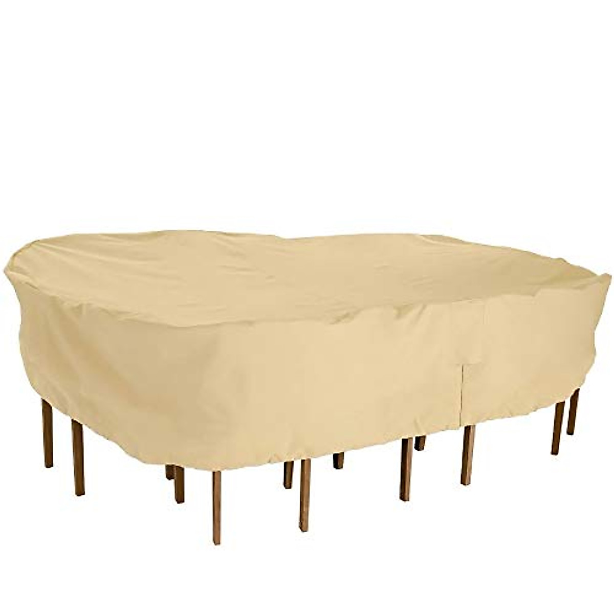 FDW Patio Furniture Covers Outdoor Patio Table Chair Sets Covers Rectangular Outdoor Patio Cover 600 * 300D Polyester Fabric Resistant UV Resistant Waterproof Dust Proof Garden, Khaki 128x82x23Inches