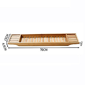 Huskydg Long Slatted Bathtub Tray Bathtub Trays Bamboo Bathtub Caddy Tray for Bath Tub Wooden for Luxury and Relaxing Fits Most Tubs Gift for Loved Ones,Wood Color