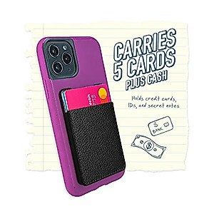 Smartish Stick-on Phone Wallet - Sidecar Slim Expandable Credit Card Pocket - Universal Fit- iPhone and Android - Black Tie Affair