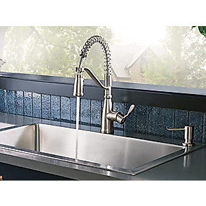 Moen Nolia Spot Resist Stainless One-Handle Pre-Rinse Spring Pulldown Kitchen Faucet, Single Hole Kitchen Sink Faucet with Soap Dispenser, 87886SRS