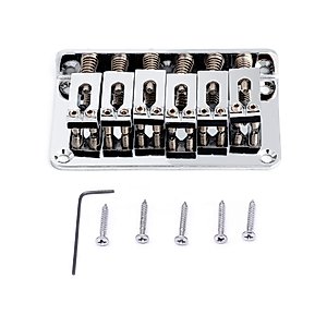 Metallor Top Load Guitar Bridge Tailpiece Fixed Hardtail Saddle Bridge Compatible with 6 String Fender Strat Tele Style Electric Guitar Parts Chrome.