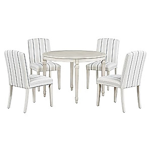 HAUSHECK Round 4 Wooden Table w/Solid Wood Tapered Legs, Upholstered High Backrest Chair, Soft Padded Cushion, Modern Home Furniture, 5-Pieces Kitchen & Dining Room Sets, White