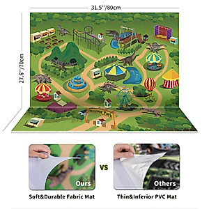 TEMI Dinosaur Toys for Kids 3-5, Realistic Jurassic Dinosaurs Figures with Play Mat & Trees to Create a Dino World Includes T-rex, Triceratops, Velociraptor, Gift for Toddler Boys & Girls 3 4 5 6 7