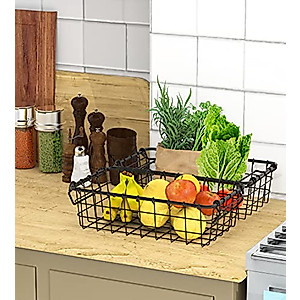 SimpleHouseware 2 Pack Stackable Single Wire Basket, (8.9 x 15.5 x 4.3 in)