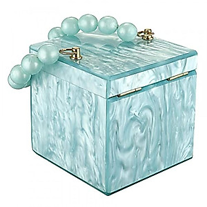 YYW Women Acrylic Purses, Marbling Acrylic Clutch Bag Fashion Elegant Evening Bag Party Cocktail Clutch Purse Handbag Bag (Blue)