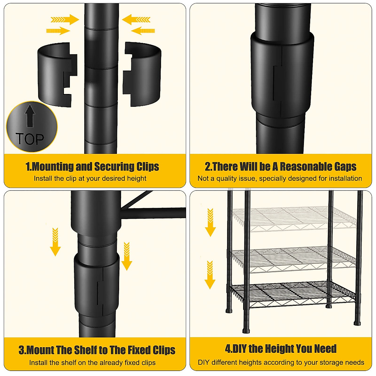 Hestiasko M3 Wire Garment Rack Heavy Duty Clothes Rack with 8 Tiers Adjustable Wire Shelving and 4 Hanging Rods/Freestanding Metal Wardrobe Closet Max Load 800lbs 68.5" L X 17.8" W X 75.0" H