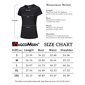 MAGCOMSEN Womens Athletic Tops for Running Moisture Wicking Shirts Black Tshirts Short Sleeves Rash Guard Outdoor Sports Quick Dry Hiking Shirts,S