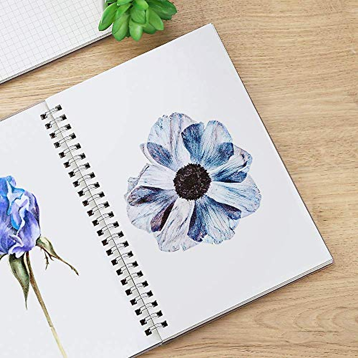 RETTACY Blank Notebook Spiral 3 Pack - A5 Unlined Notebook with Clear Hardcover,100GSM Thick Paper,480 Pages Total,5.7"x 8.3"