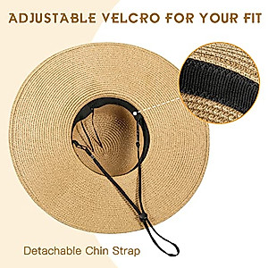 Womens Beach Sun Straw Hat - UV Protection UPF 50+ Sun Hats for Women with Wide Brim, Foldable Floppy Straw Beach Hat for Women
