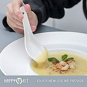 Ceramic Soup Spoons, Asian Ramen Spoons Set of 12 Proper for Corelle Pho Miso Wonton Ramen Dumpling Macaron Dishwasher & Oven Safe